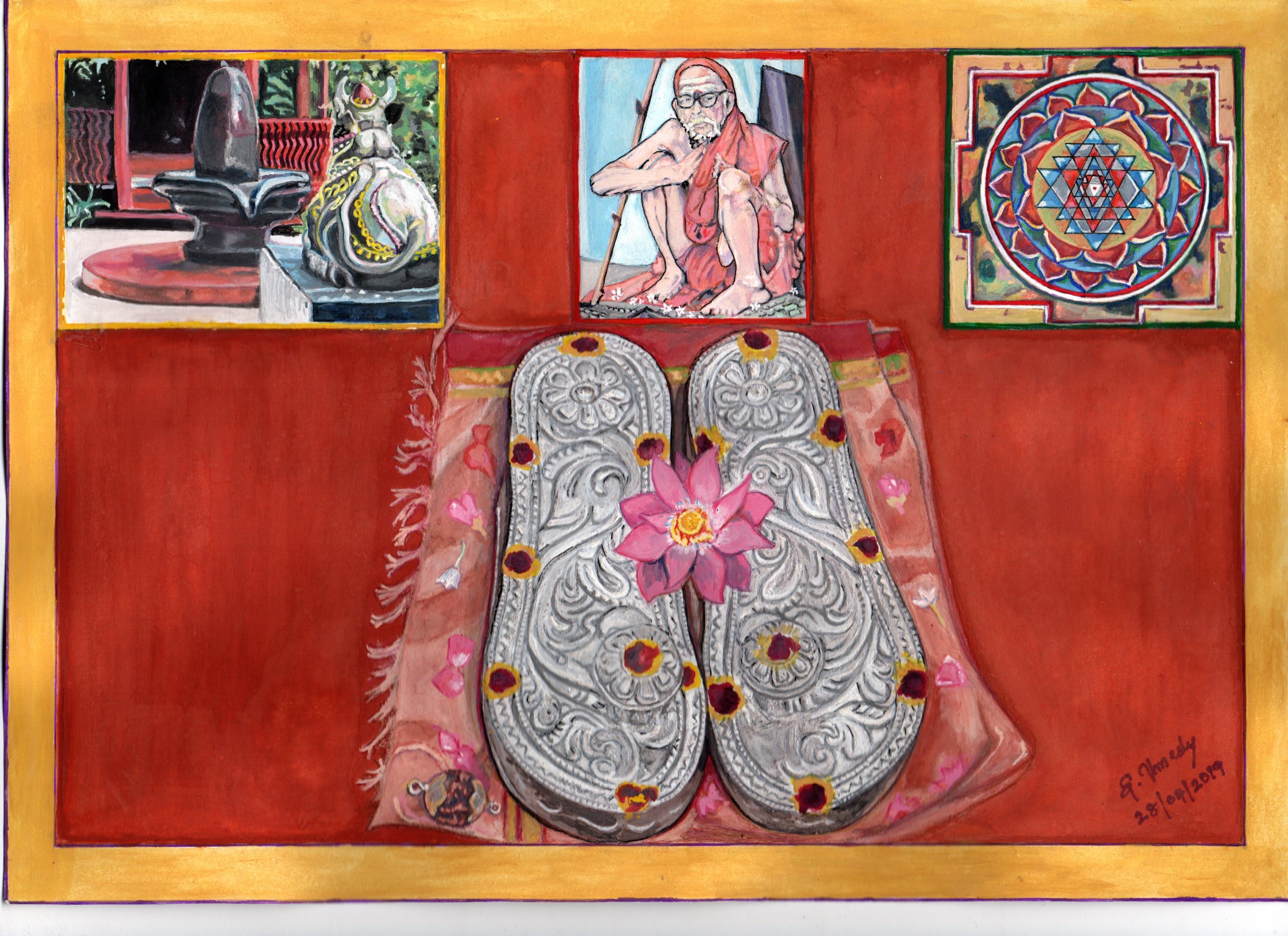 Mahaperiyava padhuka collage by Umesh – Sage of Kanchi