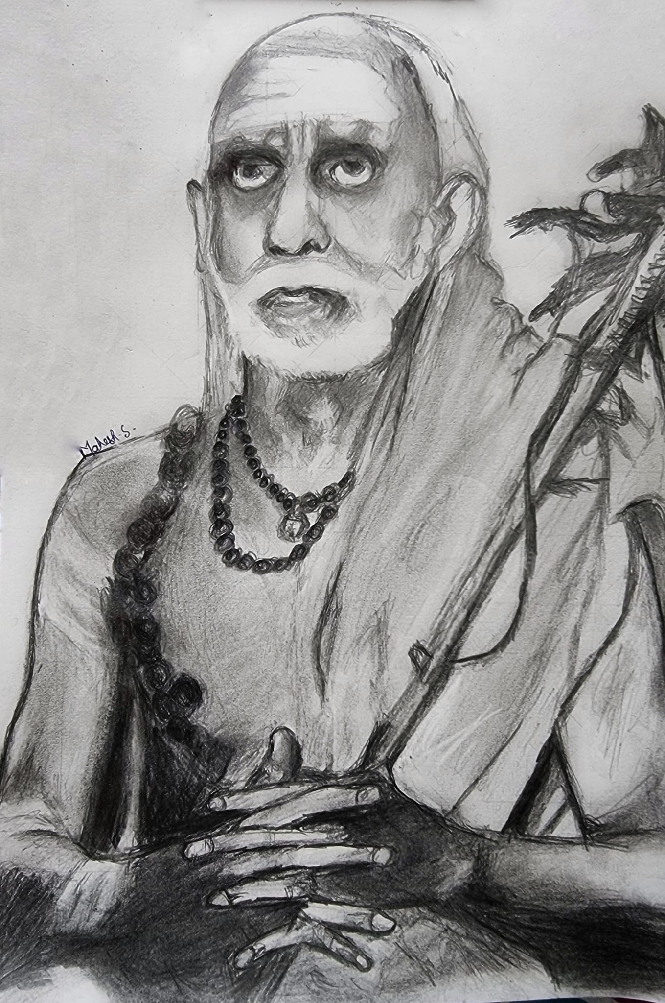 Mahaperiyava drawing by Mahesh – Sage of Kanchi