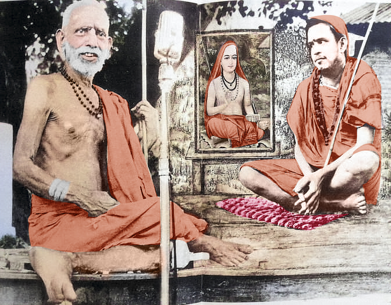 Maha Periyava with pudhu periyava during anugraha bashanam – Sage of Kanchi